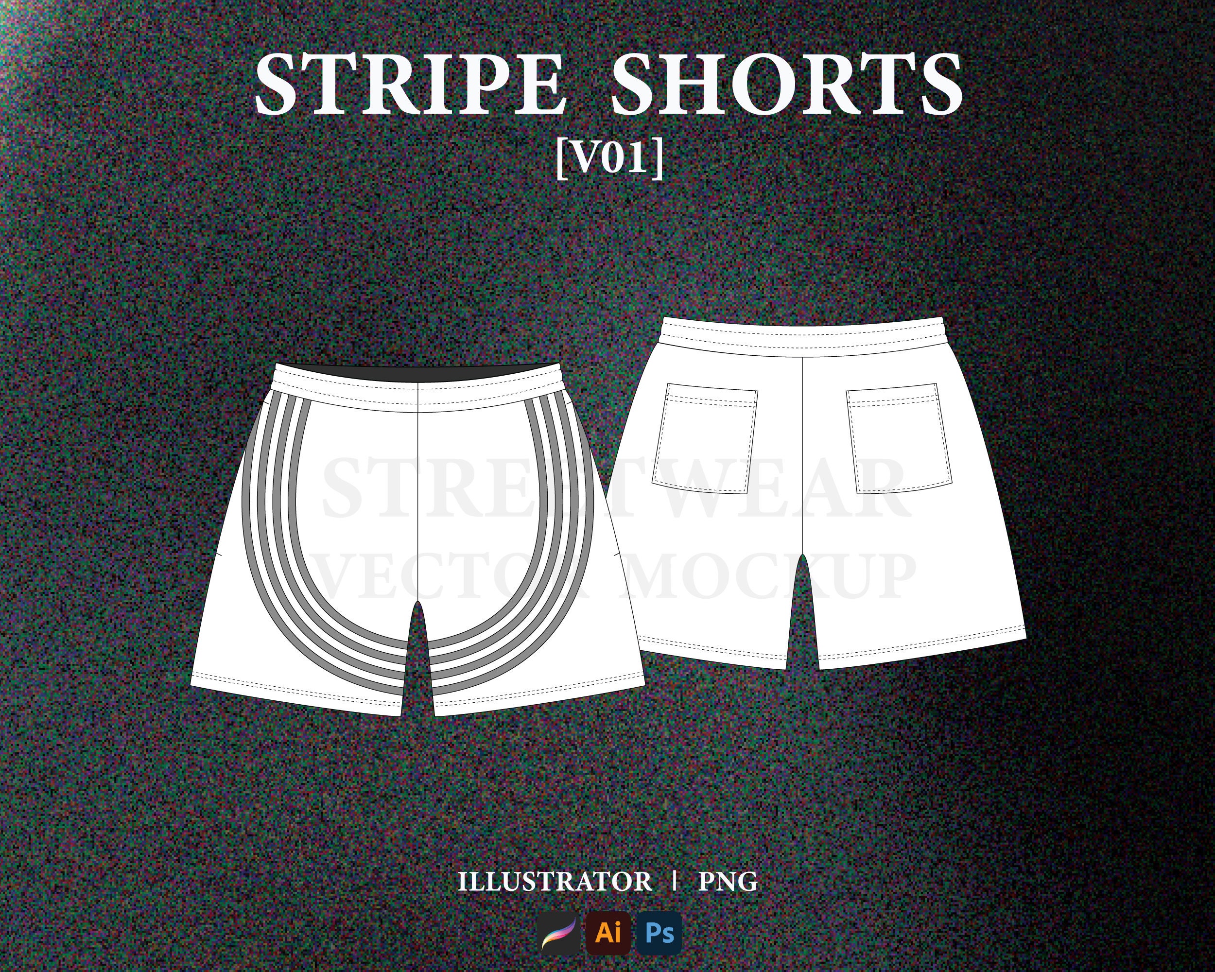 Striped Shorts Vector Mockup Sweat Shorts Mockup Streetwear Active ...