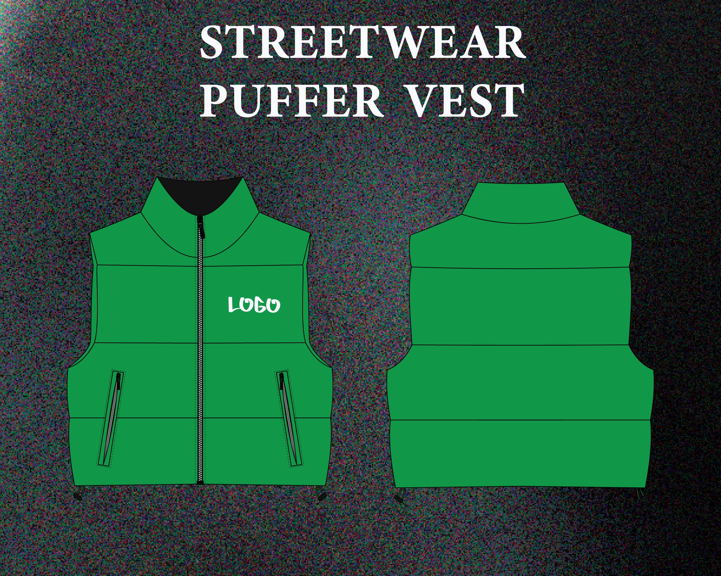 Streetwear Puffer Vest Vector Mockup Streetwear Tech Pack Clothing ...