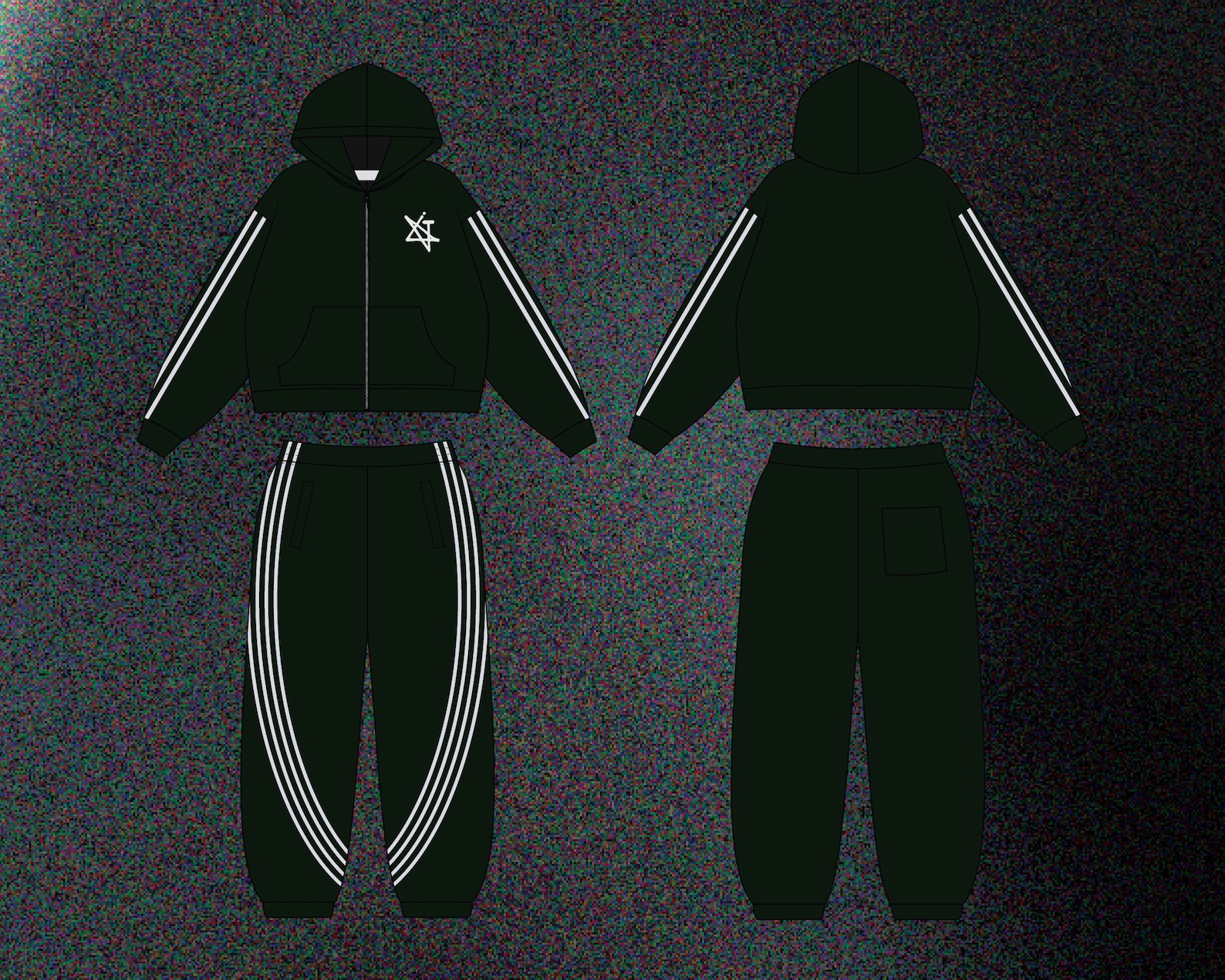 Streetwear Zip-up Tracksuit Tech Pack: Vector Mockup (AI, PNG) - Etsy