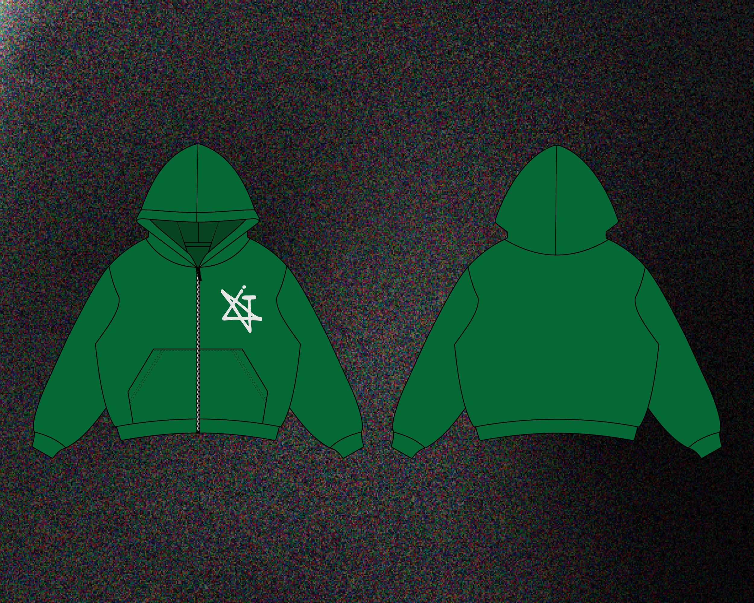 Streetwear Zip up Hoodie Vector Mockup: Clothing Tech Pack (AI & PNG ...