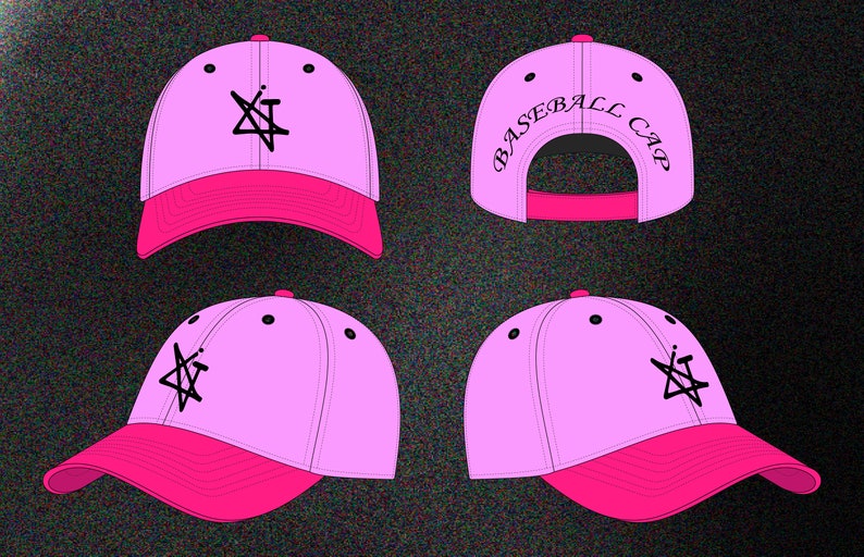 V.2 Baseball Hat Vector Mockup Baseball Cap Tech Pack Template Hat ...