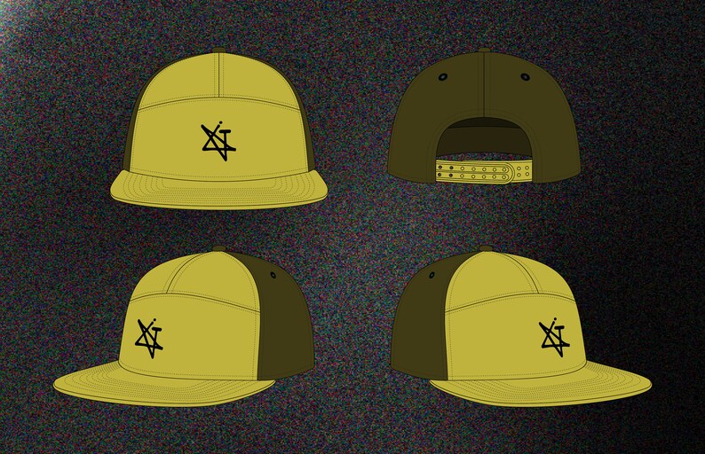 Snapback Cap Vector Mockup Hat 7 Panel Cap Snapback Mockup Template Streetwear Tech Pack ...
