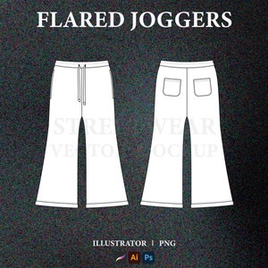 Streetwear Flared Sweatpants Mockup Pants Tech Pack Template Pants ...
