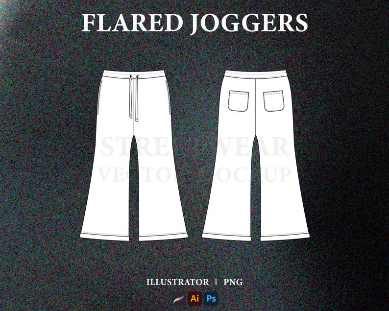 Streetwear Flared Sweatpants Mockup Pants Tech Pack Template Pants ...