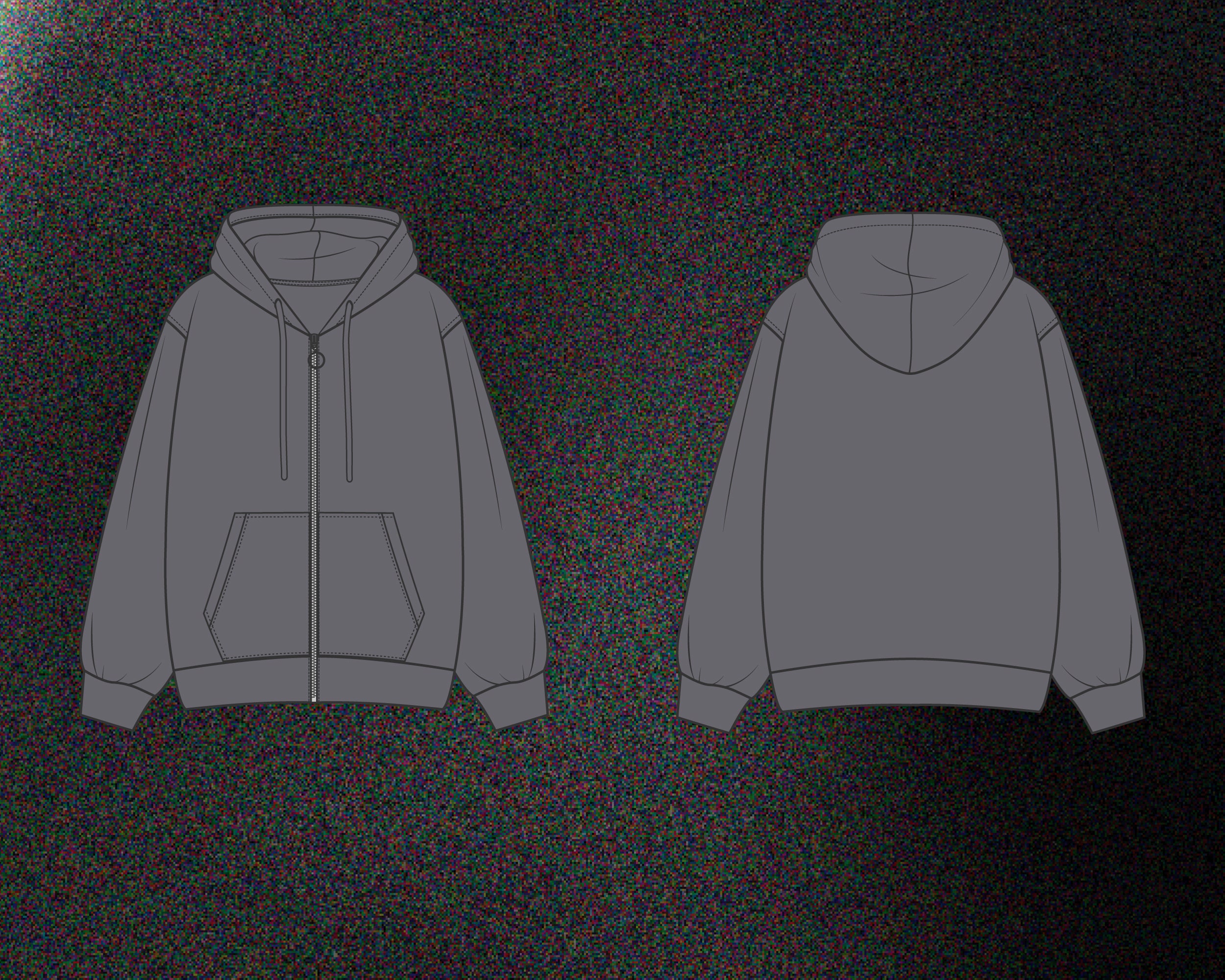 Zip up Hoodie Women Clothing Mockup Vector Streetwear Hoodie Tech Pack ...