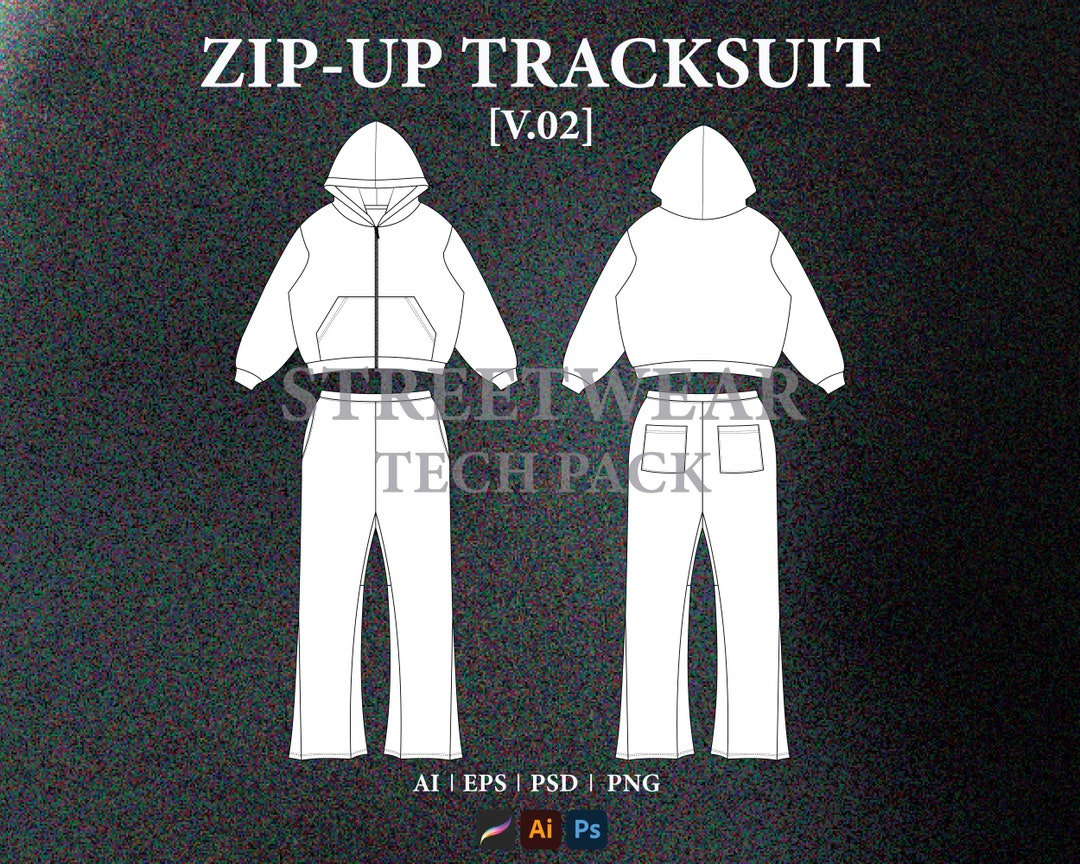 Streetwear Zip-up Tracksuit Vector Mockup Streetwear Clothing Mockup ...