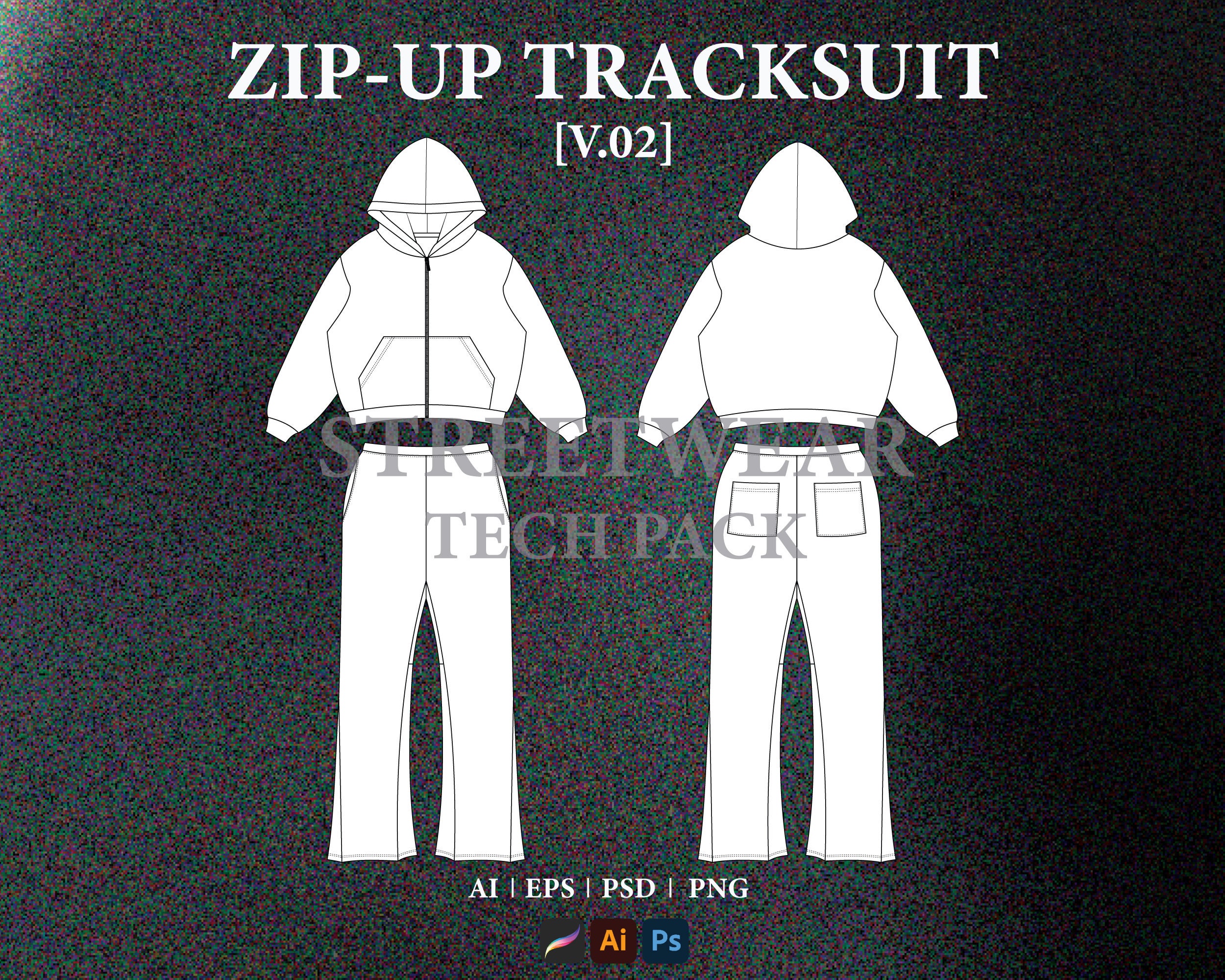 Streetwear Zip-up Tracksuit Vector Mockup Streetwear Clothing Mockup ...