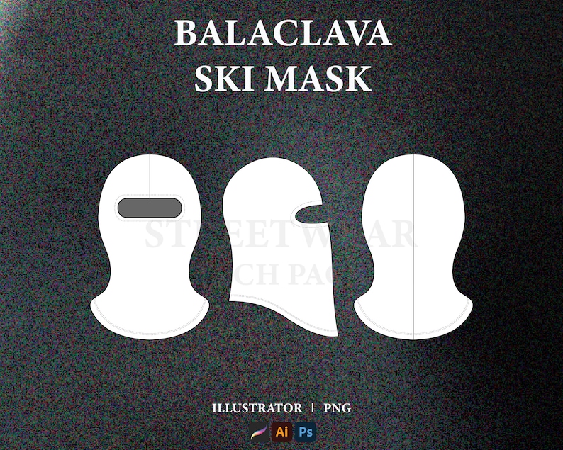 Balaclava Tech Pack Template: Streetwear Vector Mockup (AI, PNG) - Etsy
