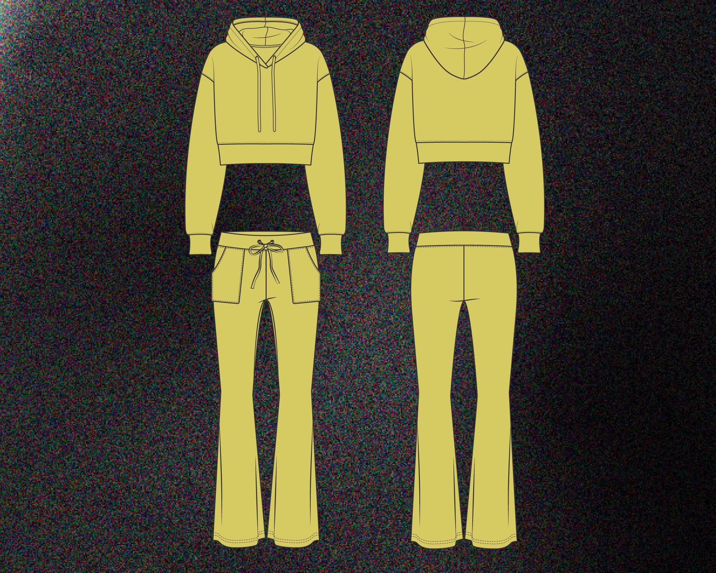 Cropped Tracksuit Mockup Vector: Women's Streetwear Tech Pack (digital ...