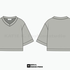 Streetwear V-neck Cropped T-shirt Vector Mockup Template T - Etsy