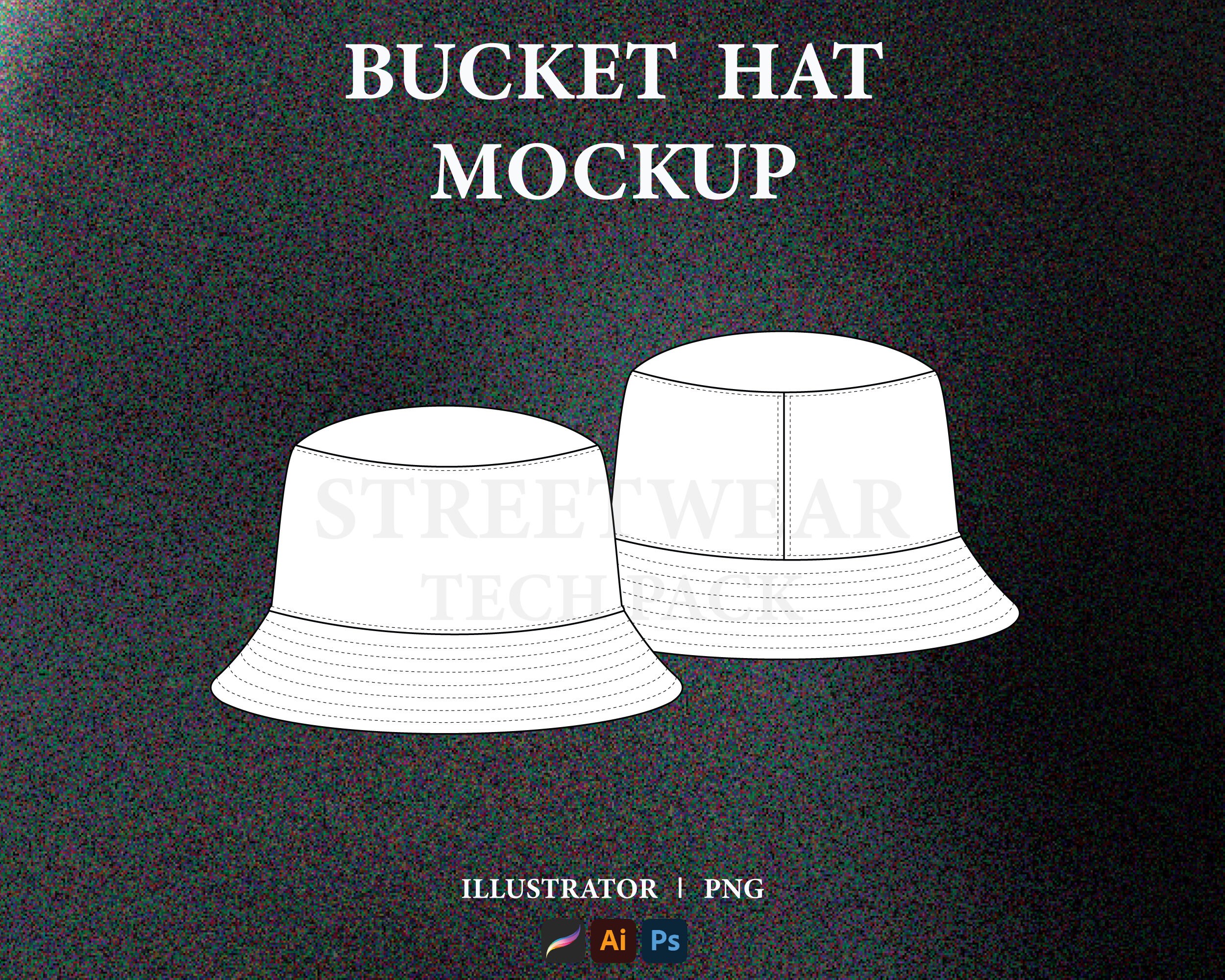 Bucket Hat Vector Mockup Bucket Hat Tech Pack Streetwear Hat Mockup ...