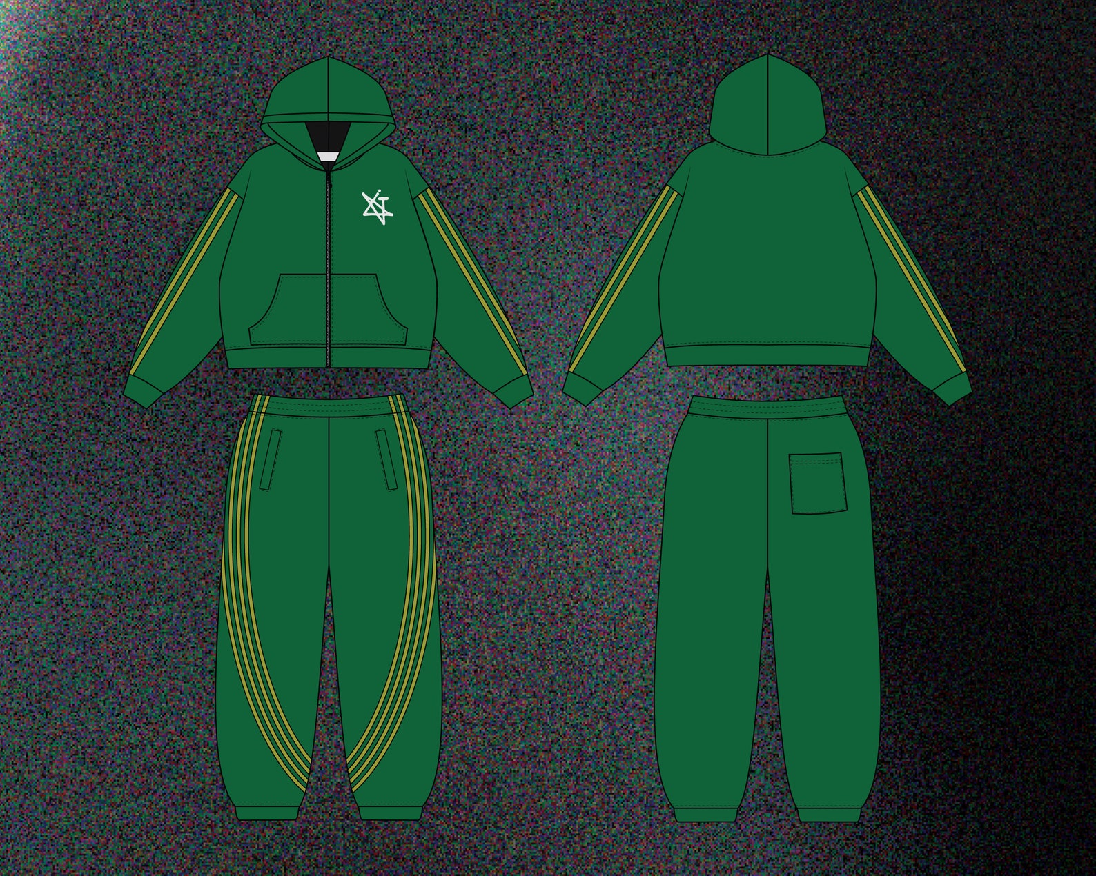 Streetwear Zip-up Tracksuit Vector Mockup Track Pants Tech Pack Fashion ...