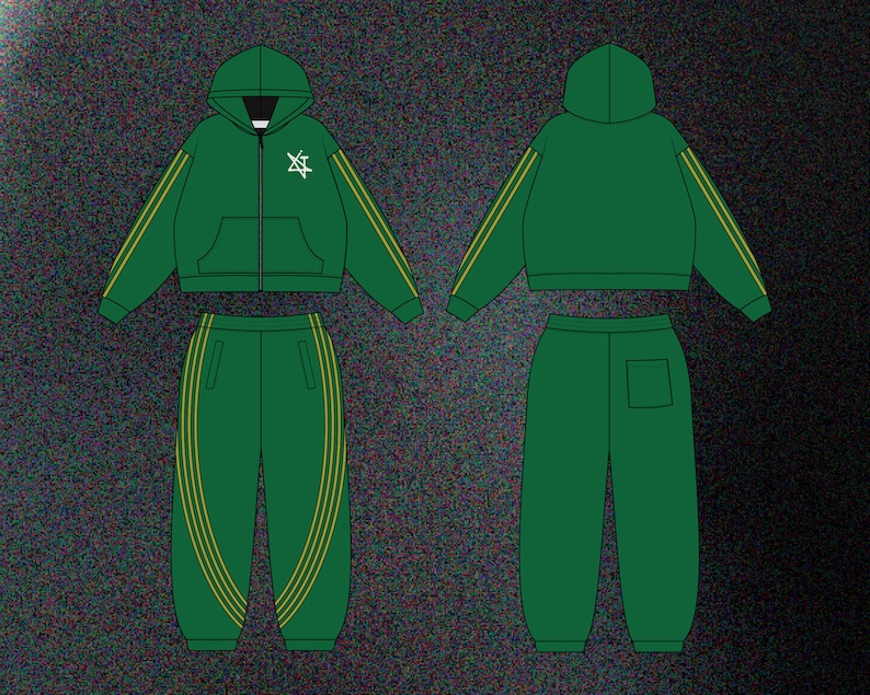 Streetwear Zip-up Tracksuit Tech Pack: Vector Mockup (AI, PNG) - Etsy