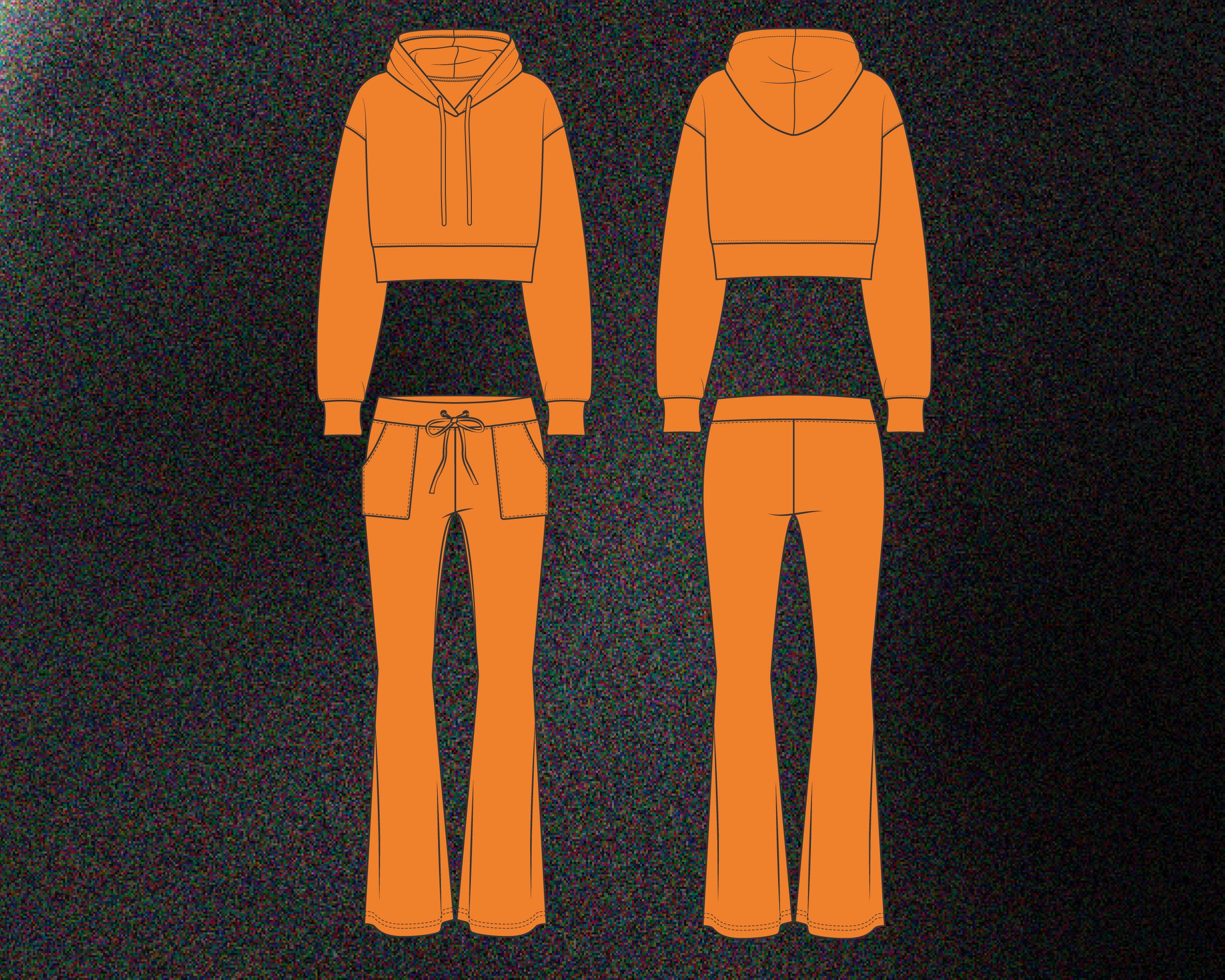 Cropped Tracksuit Mockup Vector: Women's Streetwear Tech Pack (digital ...