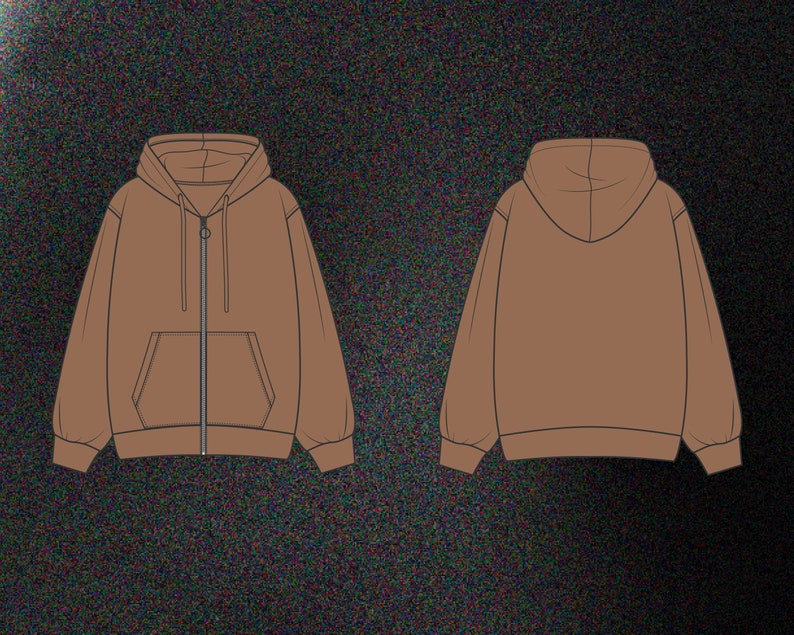 Zip up Hoodie Women Clothing Mockup Vector Streetwear Hoodie Tech Pack ...