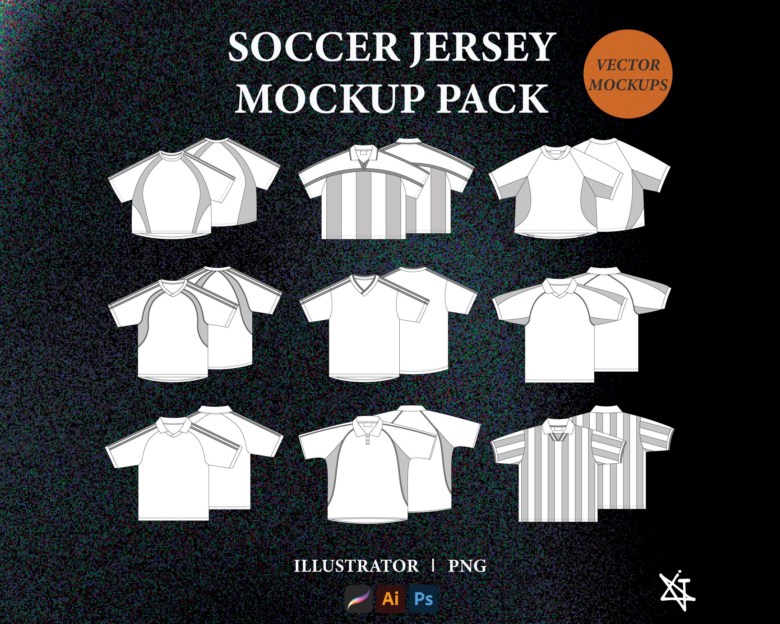 Soccer Jersey Vector Mockup: Streetwear Football Shirt Tech Pack (AI ...