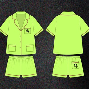 Pyjama Vector Mockup Pajama Short Set Mockup Loungewear Tech Pack ...