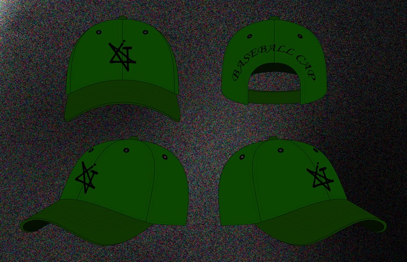 V.2 Baseball Hat Vector Mockup Baseball Cap Tech Pack Template Hat Mockup Streetwear Clothing ...