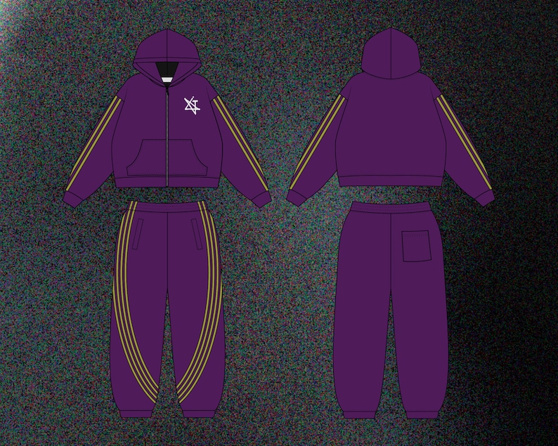 Streetwear Zip-up Tracksuit Tech Pack: Vector Mockup (AI, PNG) - Etsy