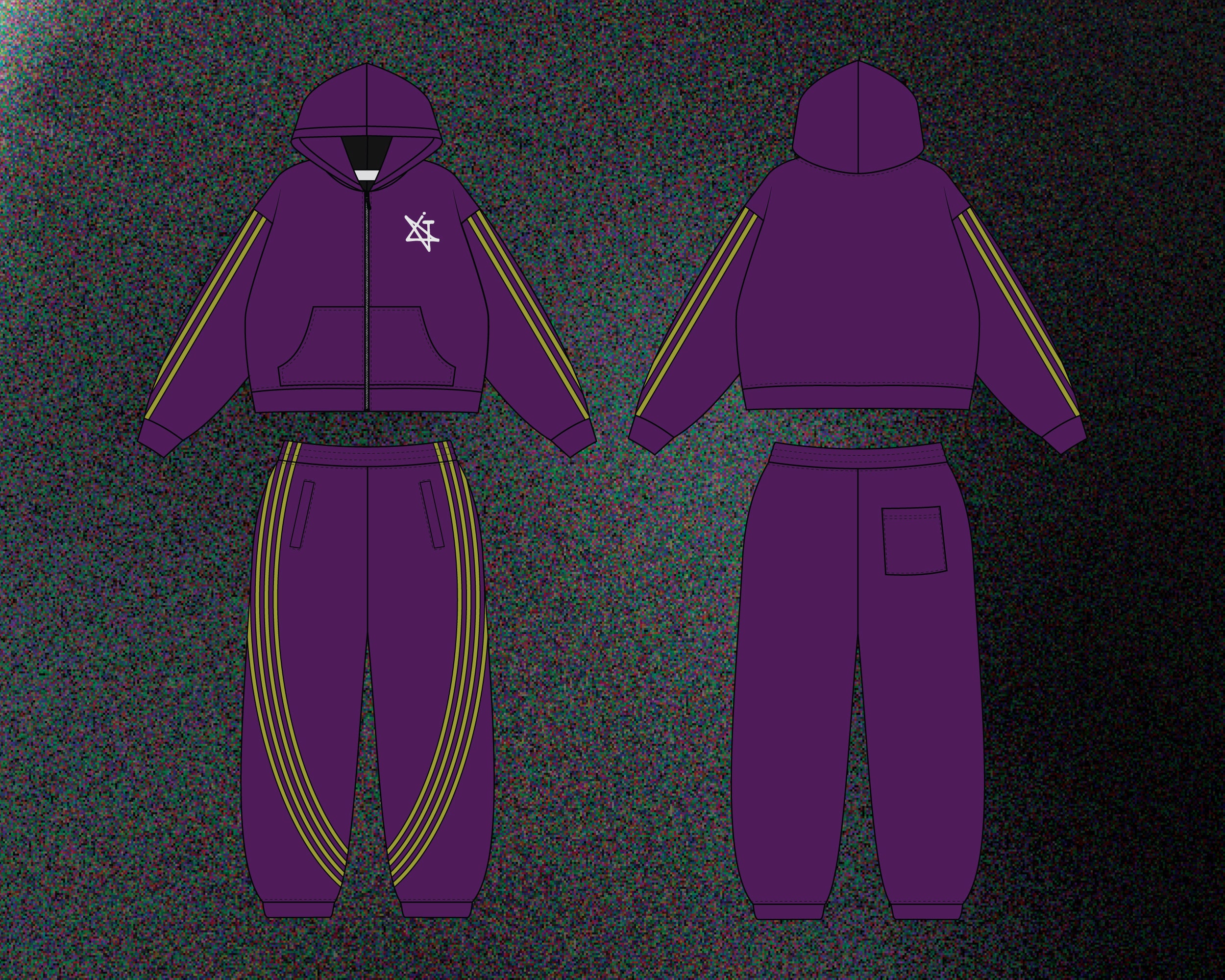 Streetwear Zip Up Tracksuit Vector Mockup Track Pants Tech Pack Fashion Zip Up Hoodie Tech Pack