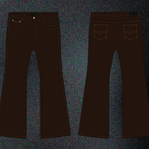 Streetwear Flared Jeans Vector Mockup Denim Jeans Tech Pack Clothing ...