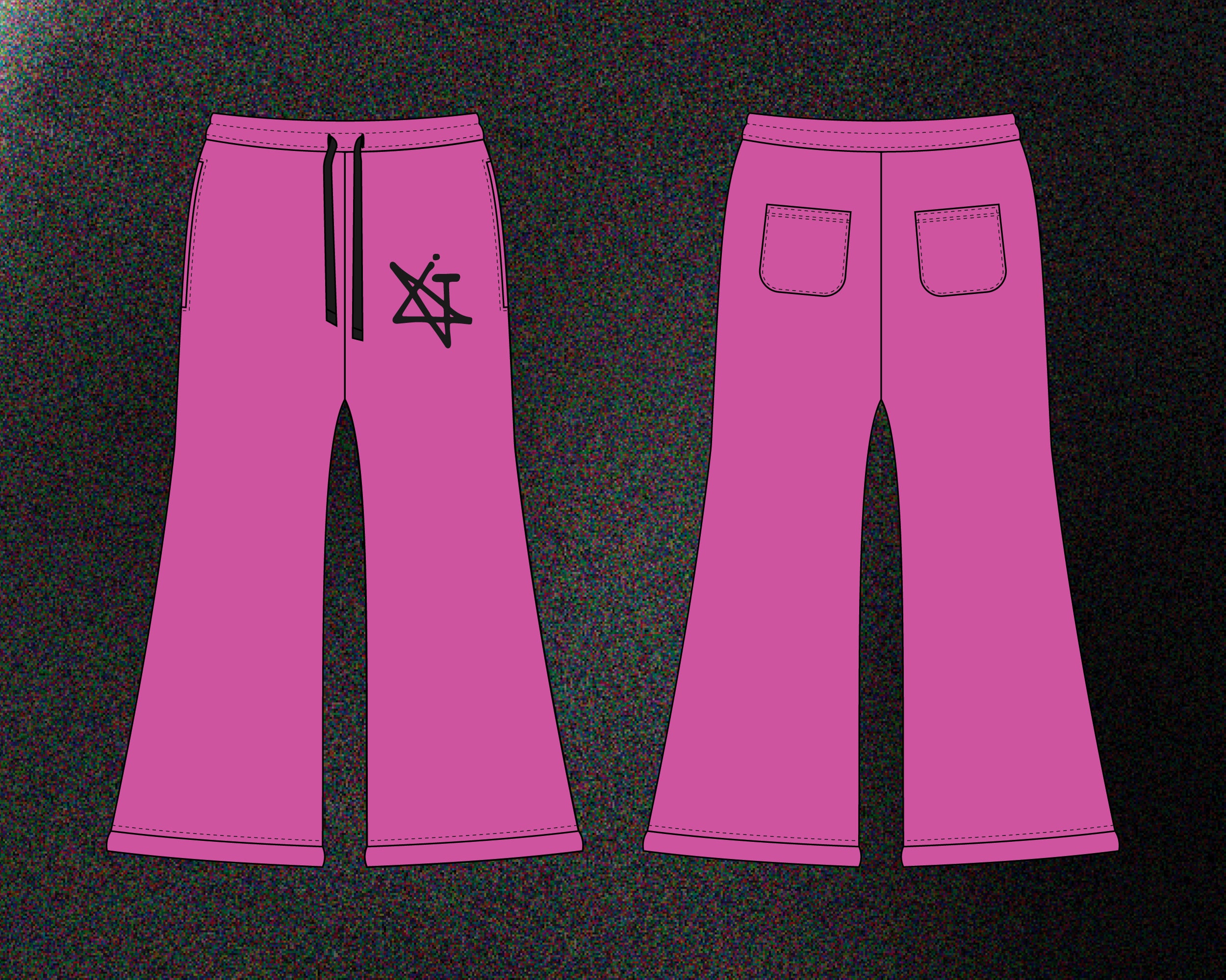 Streetwear Flared Sweatpants Mockup Pants Tech Pack Template Pants ...