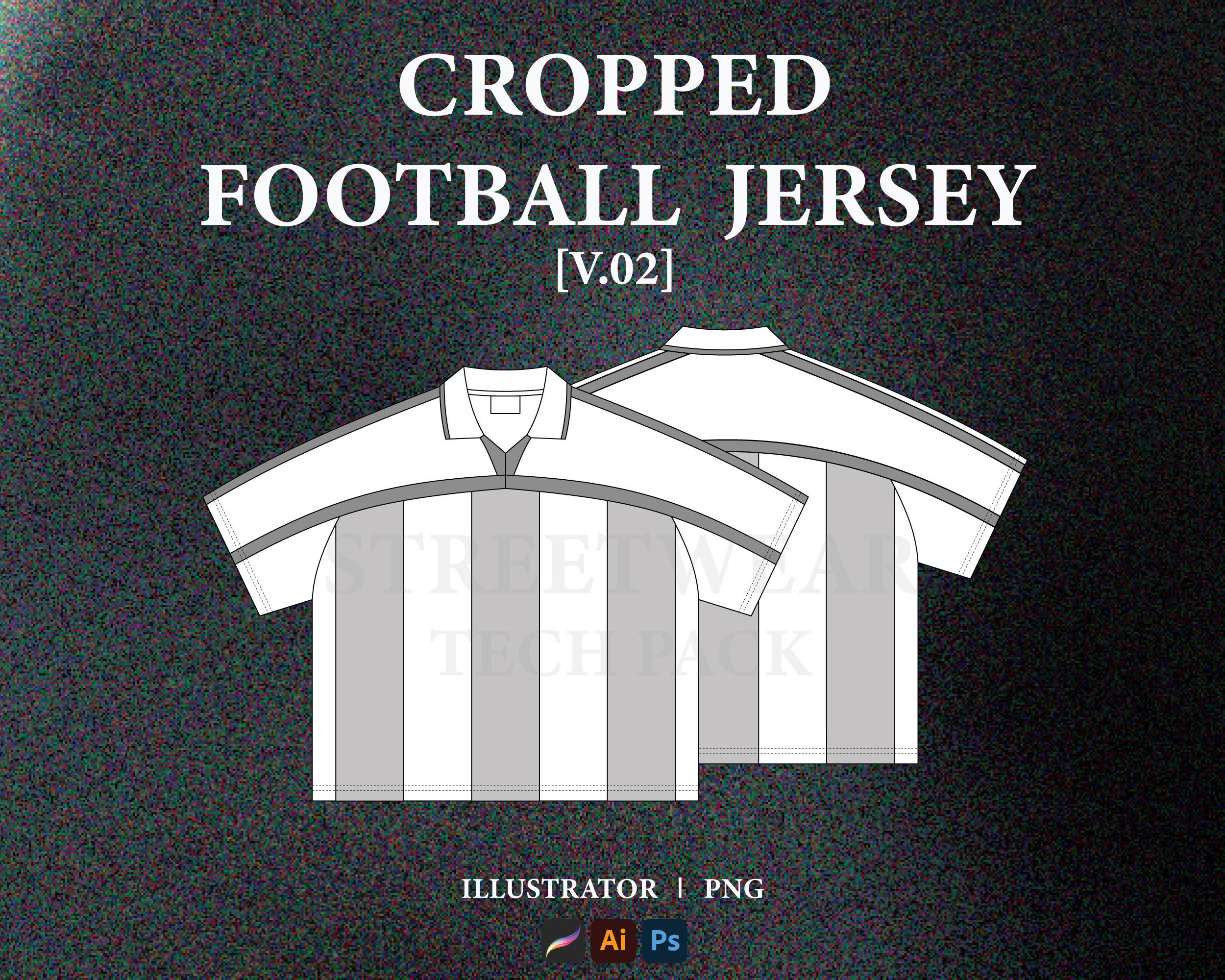 Streetwear Cropped Football Jersey Vector Mockup: Fashion Tech Pack (AI ...