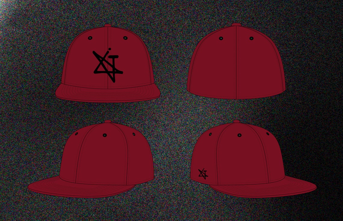 Fitted Cap Mockup Vector Fitted Hat Mockup Streetwear Tech Pack Hat ...
