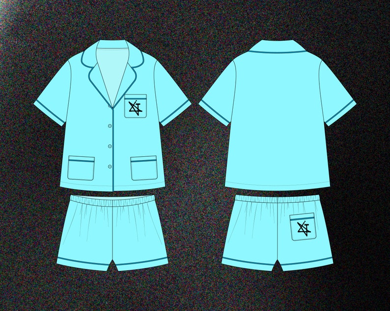 Pajama Short Set Vector Mockup: Loungewear Tech Pack (AI, PNG) - Etsy