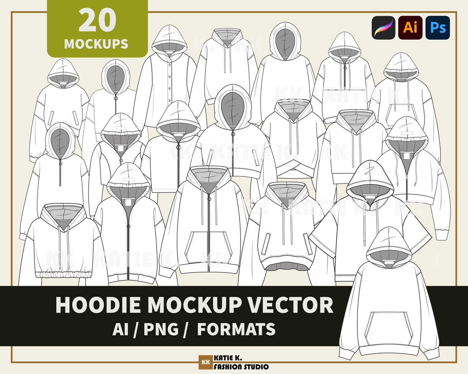 Hoodie Vector Mockup Pack Essential Hoodie Bundle Tech Pack - Etsy