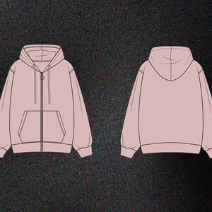 Zip up Hoodie Women Clothing Mockup Vector Streetwear Hoodie Tech Pack ...