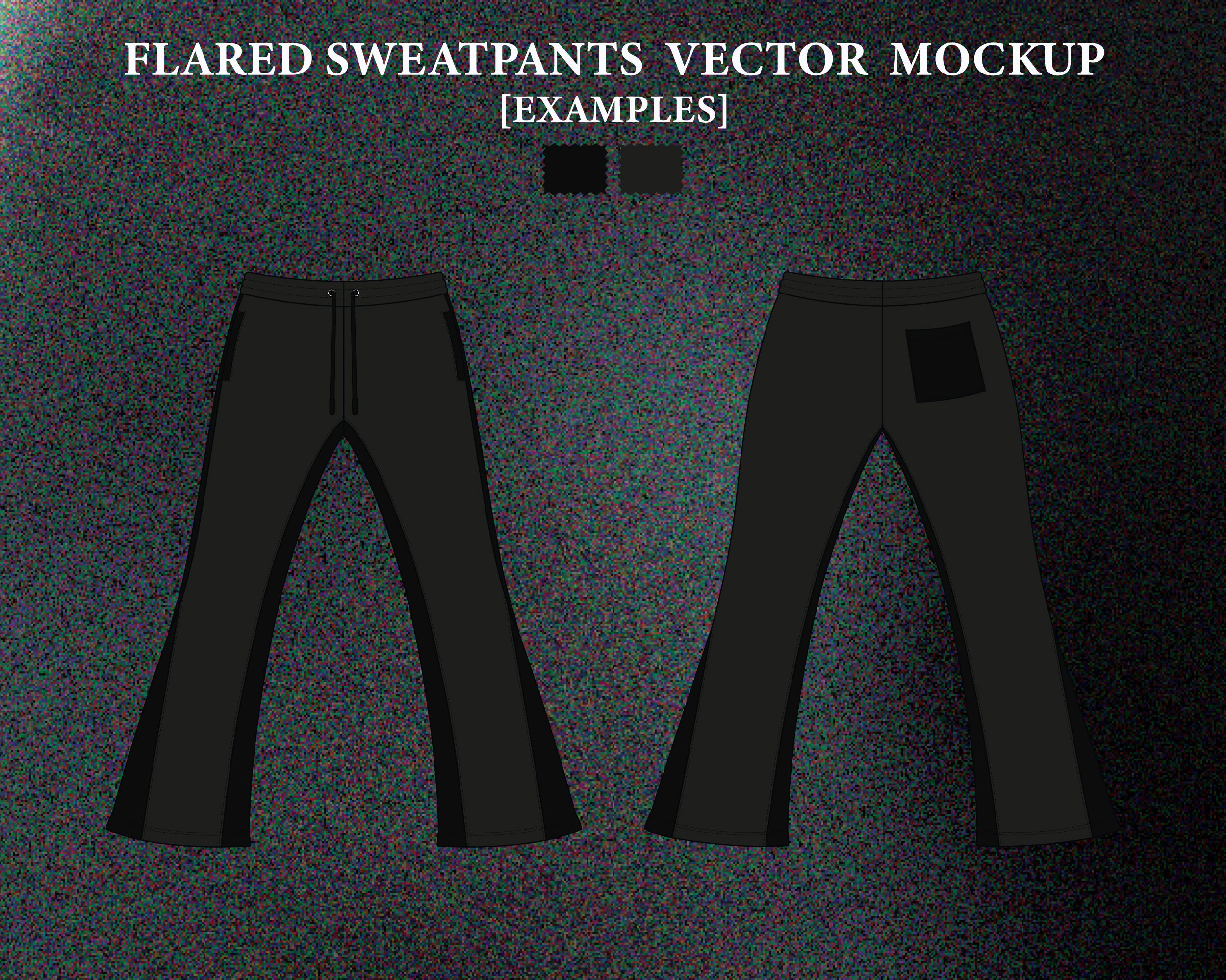Flared Sweatpants Vector Mockup: Streetwear Clothing Design ...
