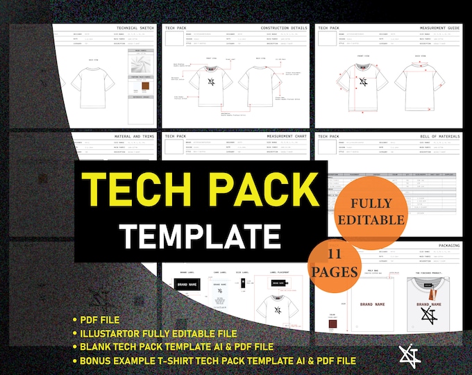 Women's Streetwear Vector Mockup Pack Fashion Tech Pack Template ...