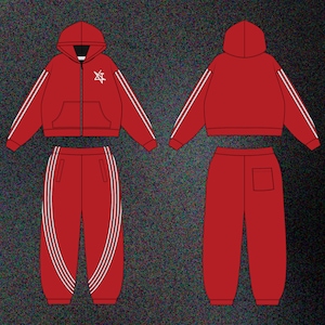 Streetwear Zip-up Tracksuit Tech Pack: Vector Mockup (AI, PNG) - Etsy