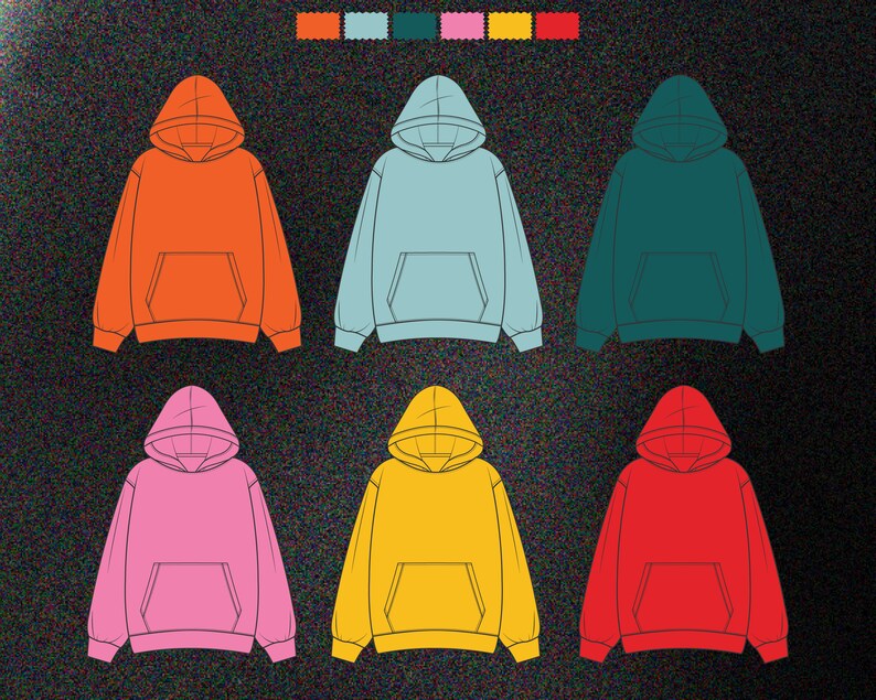 Oversized Hoodie Clothing Mockup Vector Streetwear Hoodie Tech Pack ...