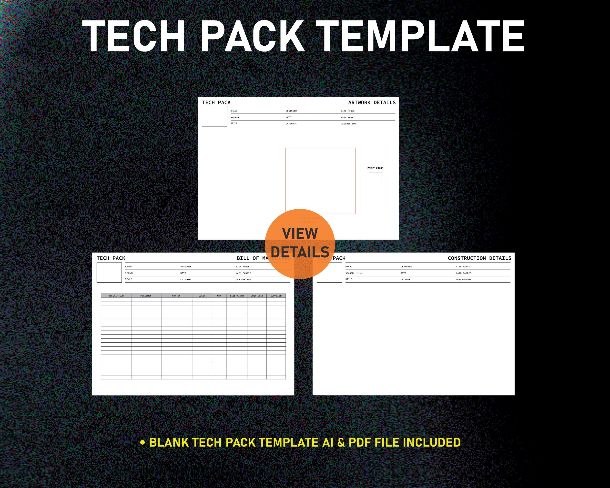 T-shirt Tech Pack Template: Fashion Design Vector Mockup (illustrator ...