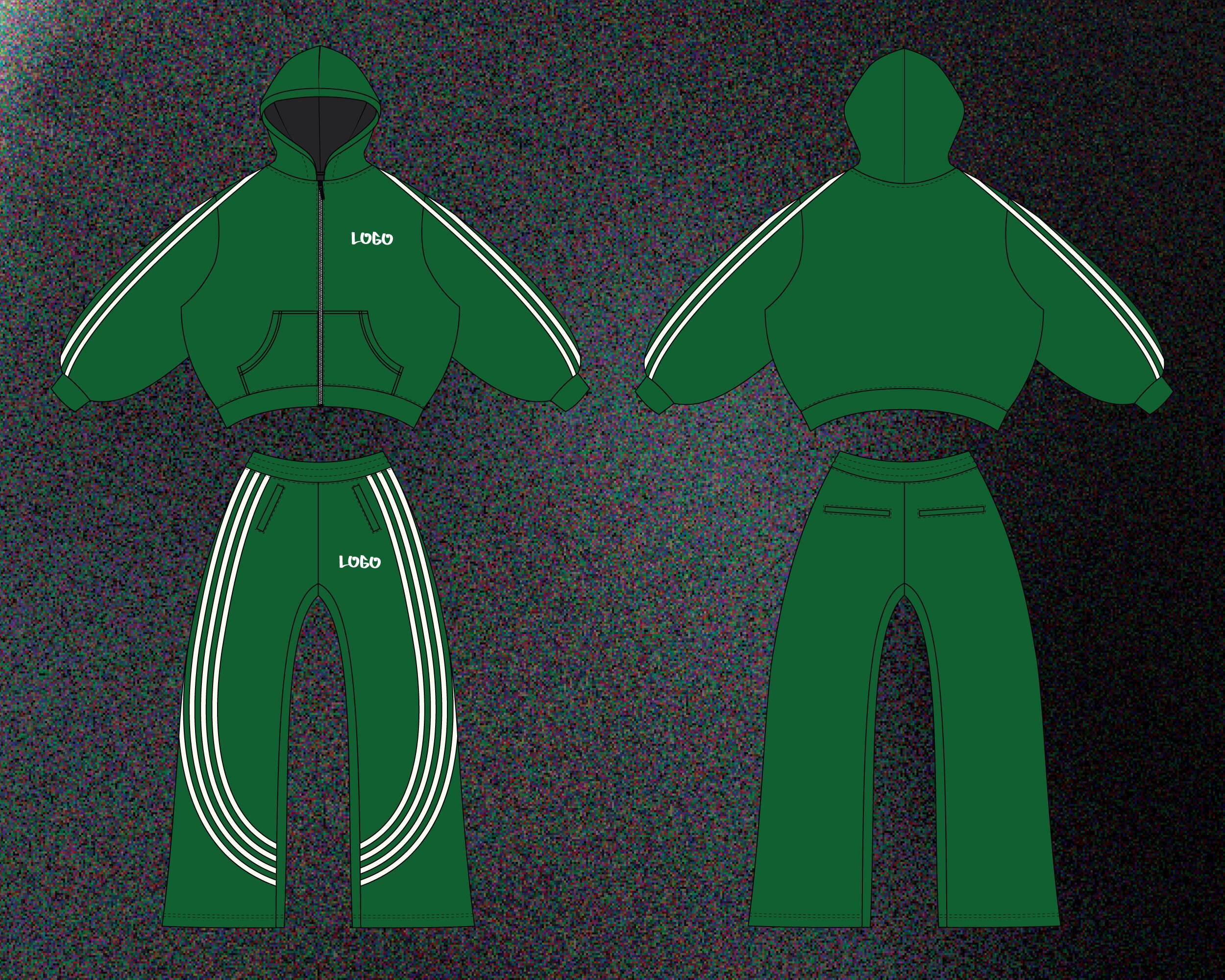 Streetwear Tracksuit Vector Mockup: Oversized Hoodie Tech Pack ...