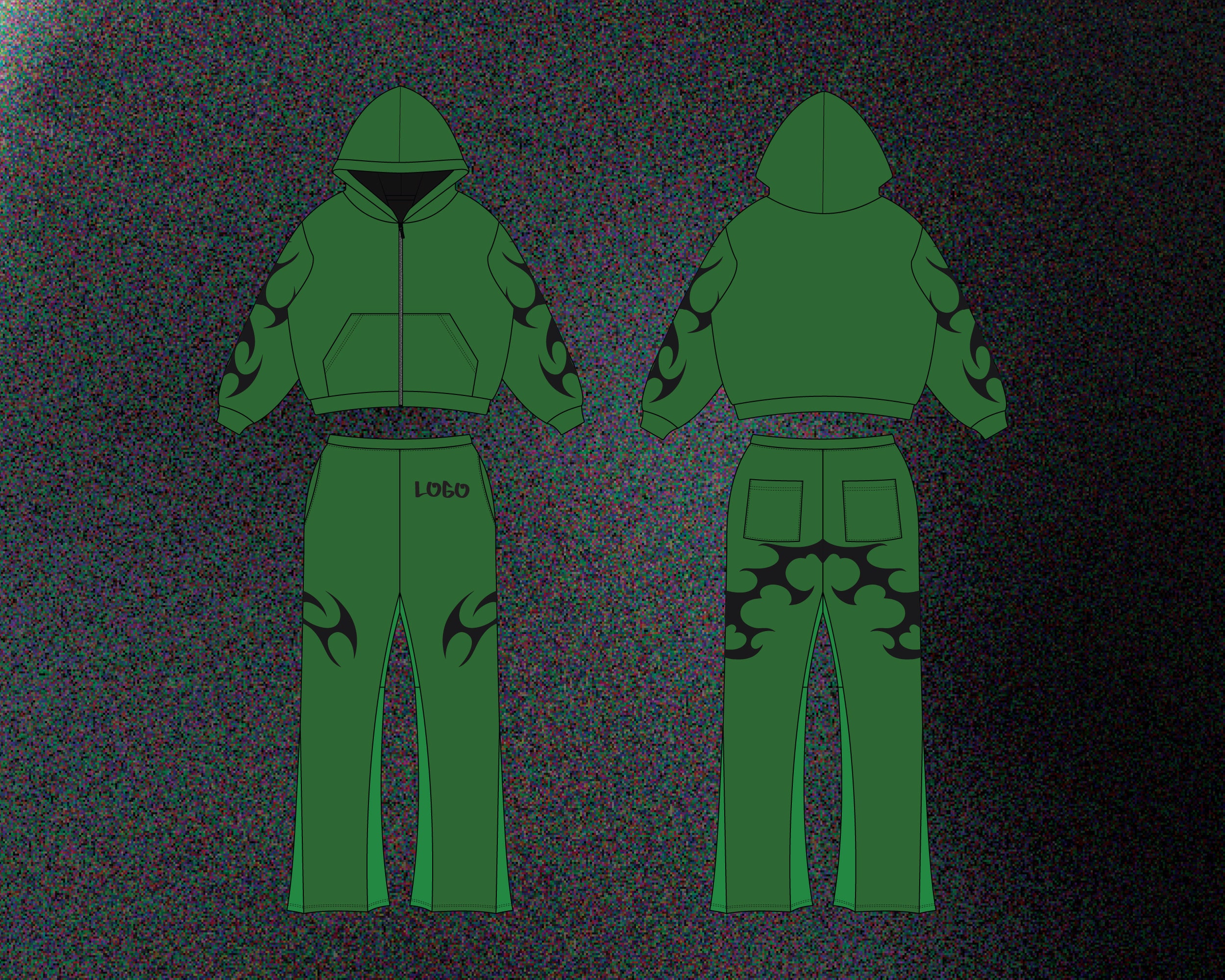 Streetwear Zip Up Tracksuit Vector Mockup Streetwear Clothing Mockup Design Fashion Tech Pack