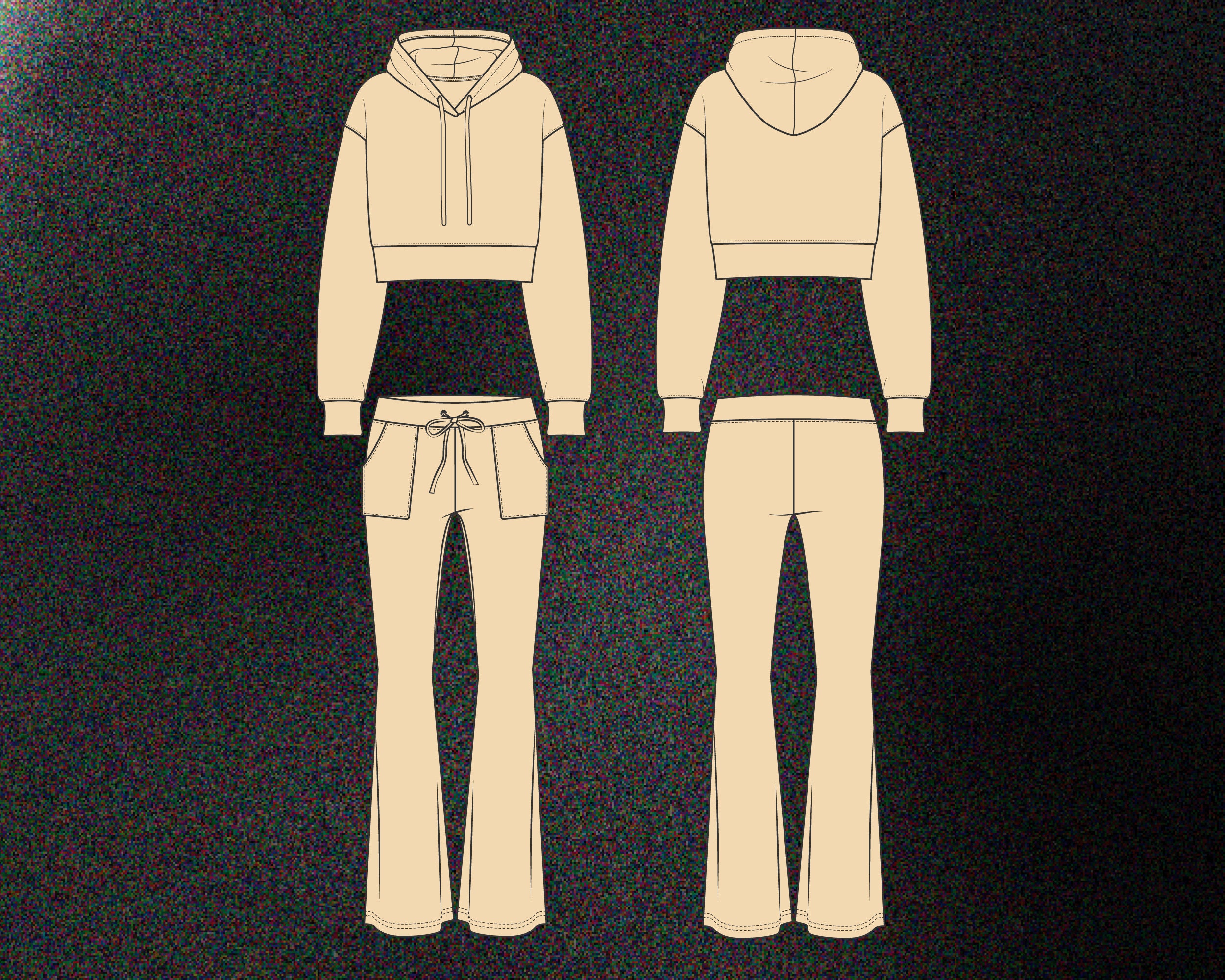 Cropped Tracksuit Mockup Vector: Women's Streetwear Tech Pack (digital ...