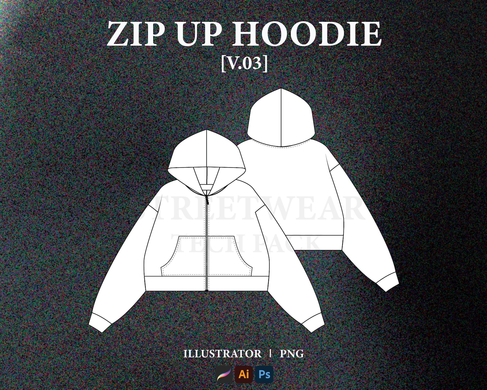 Zip up Hoodie Vector Mockup Zip up Hoodie Mockup Streetwear Hoodie Tech ...