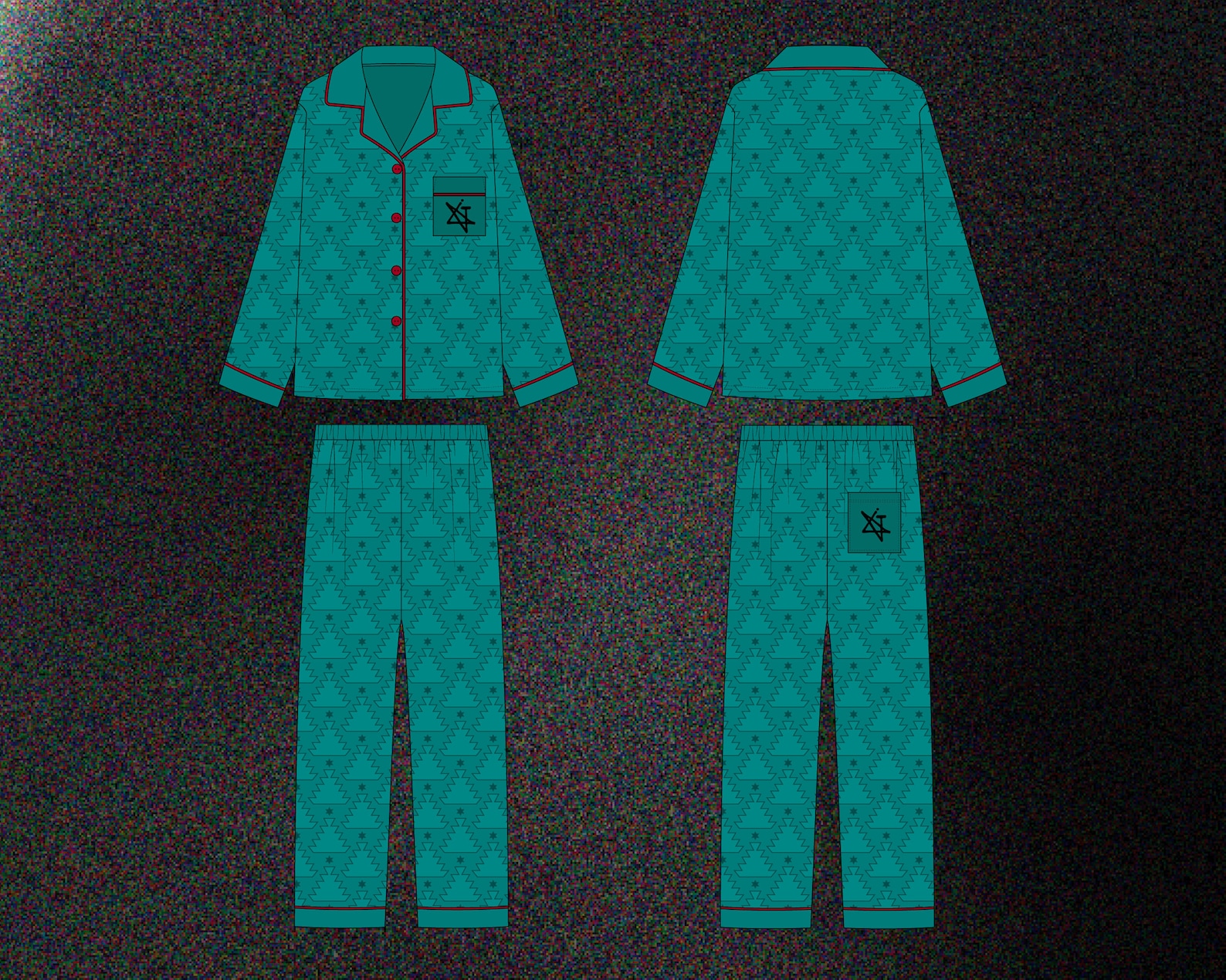Long Sleeve Pajamas Mockup Vector Pyjama Mockup Set Loungewear Mockup ...