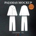 Long Sleeve Pajamas Mockup Vector Pyjama Mockup Set Loungewear Mockup ...