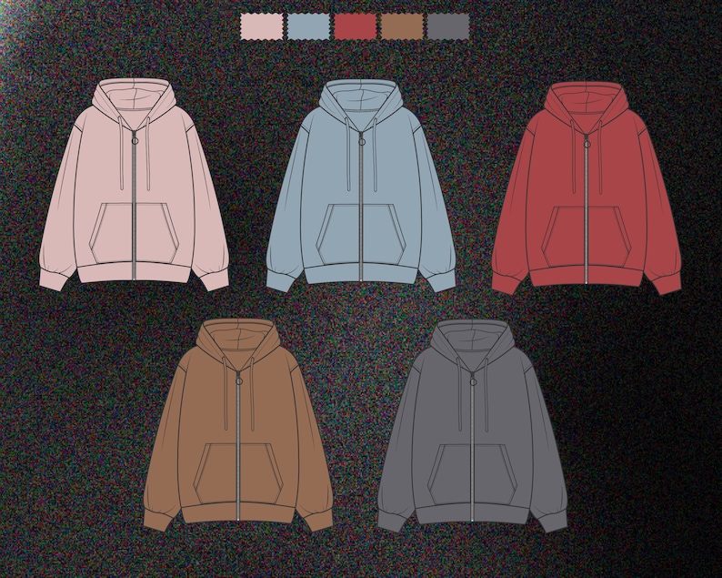 Zip up Hoodie Women Clothing Mockup Vector Streetwear Hoodie Tech Pack ...