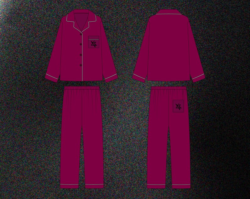 Long Sleeve Pajamas Mockup Vector Pyjama Mockup Set Loungewear Mockup ...