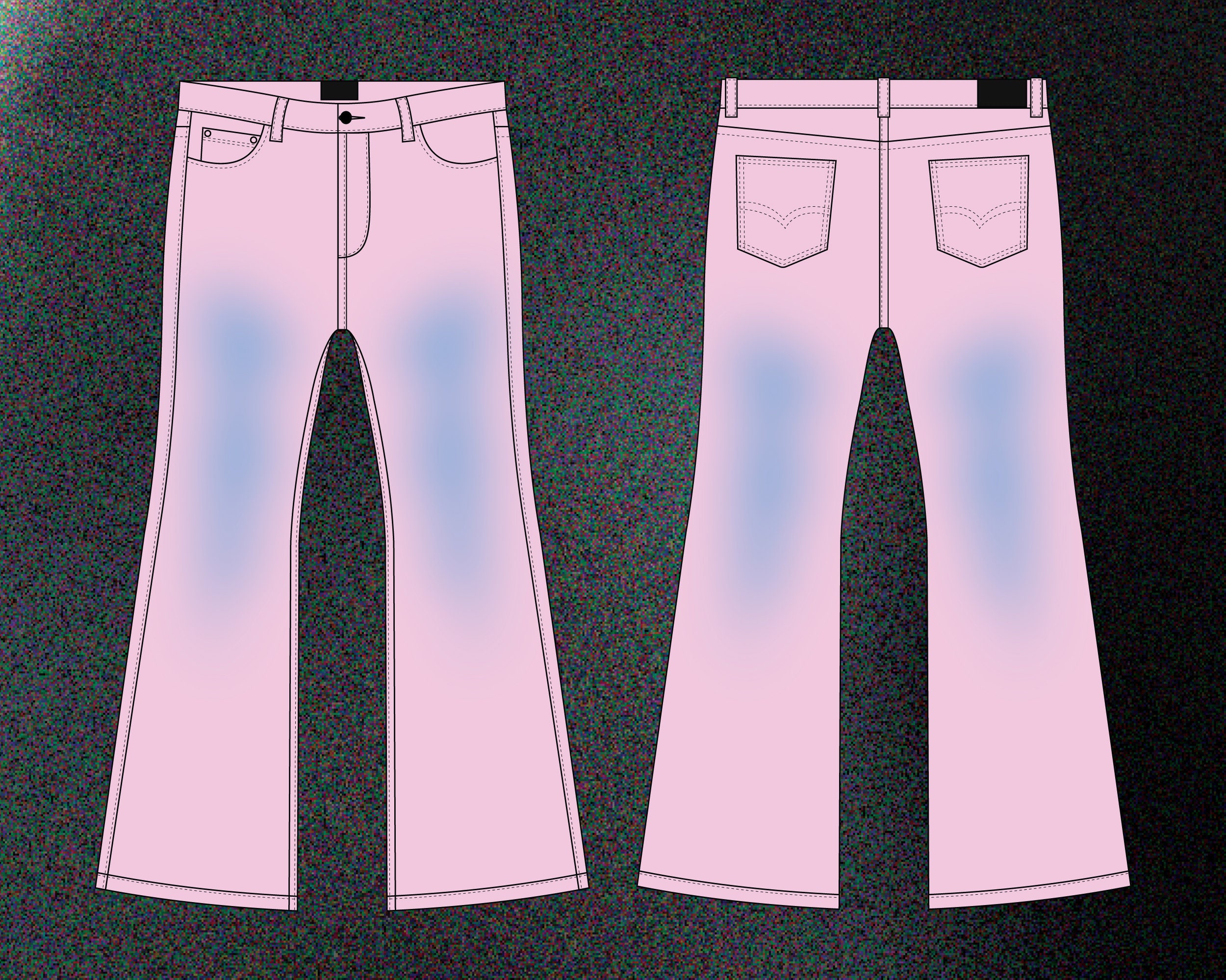 Streetwear Flared Jeans Vector Mockup Denim Jeans Tech Pack Clothing ...