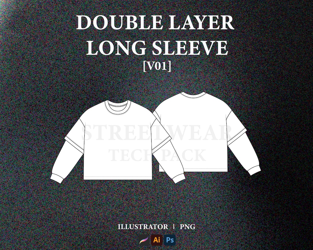 Streetwear T Shirt Vector Mockup Streetwear Double Layer Long Sleeve T ...