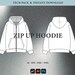 Zip up Hoodie Women Clothing Mockup Vector Streetwear Hoodie Tech Pack ...