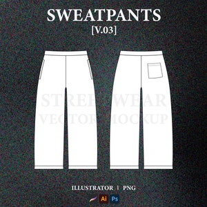 Streetwear Sweatpants Mockup: Vector Tech Pack (illustrator, PNG) - Etsy