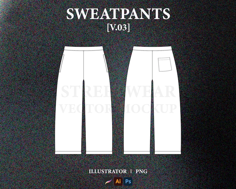 Streetwear Sweatpants Mockup: Vector Tech Pack (illustrator, PNG) - Etsy