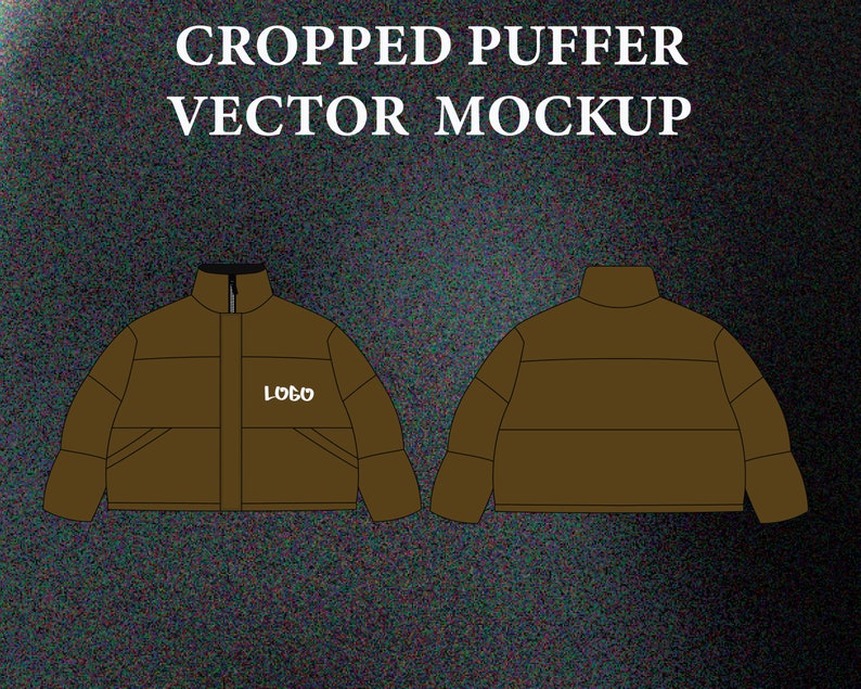 Cropped Puffer Jacket Vector Mockup Streetwear Tech Pack Clothing ...